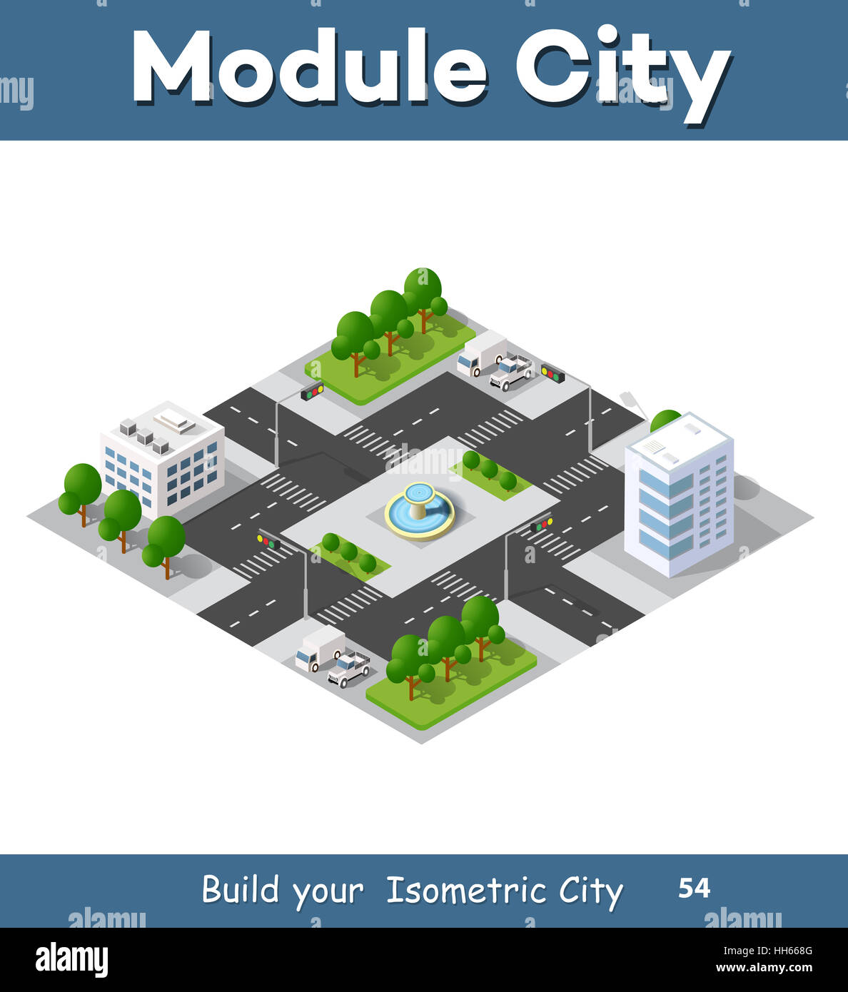 City streets intersection of the transport system. 3D isometric view ...