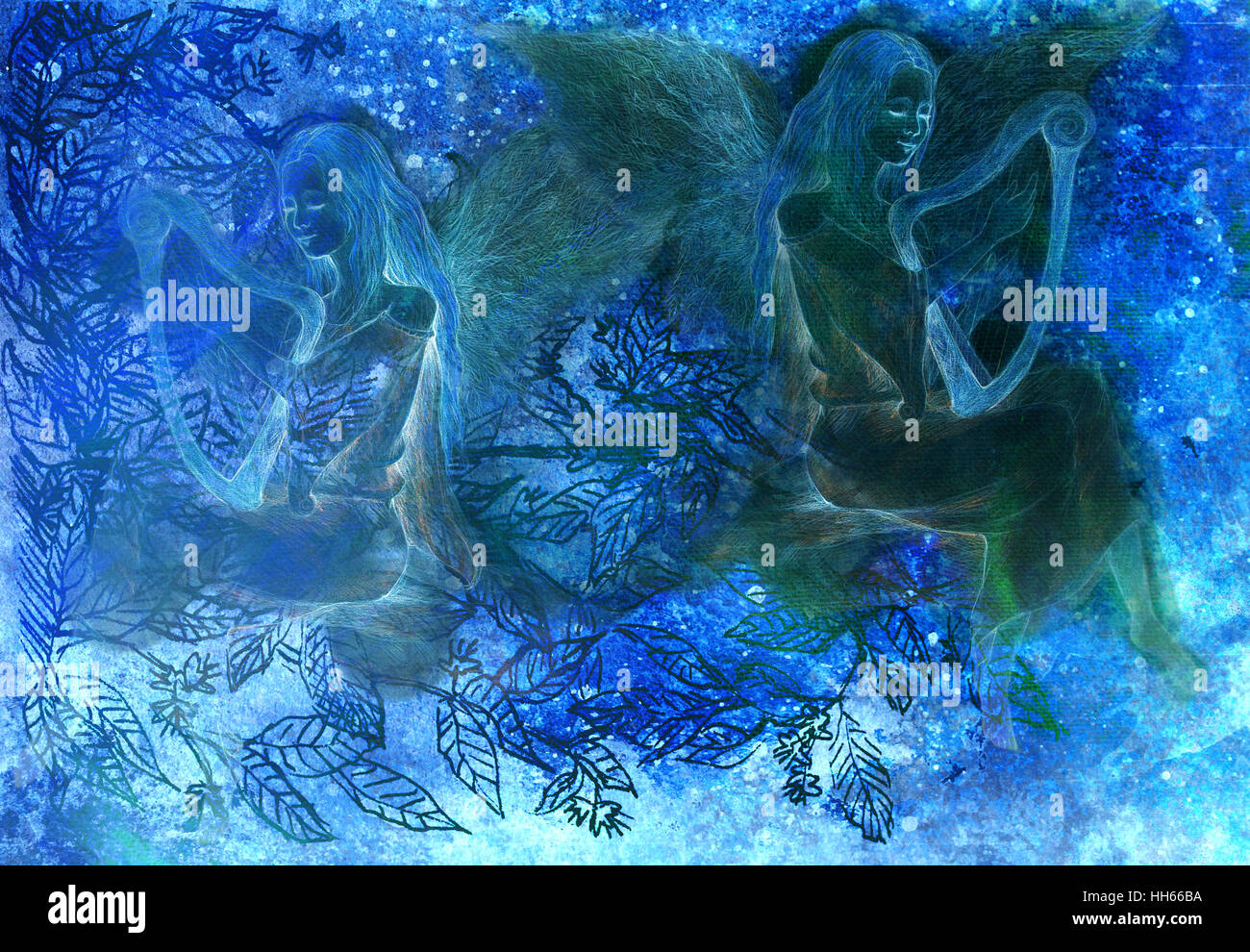 Angel play harp hi-res stock photography and images - Alamy