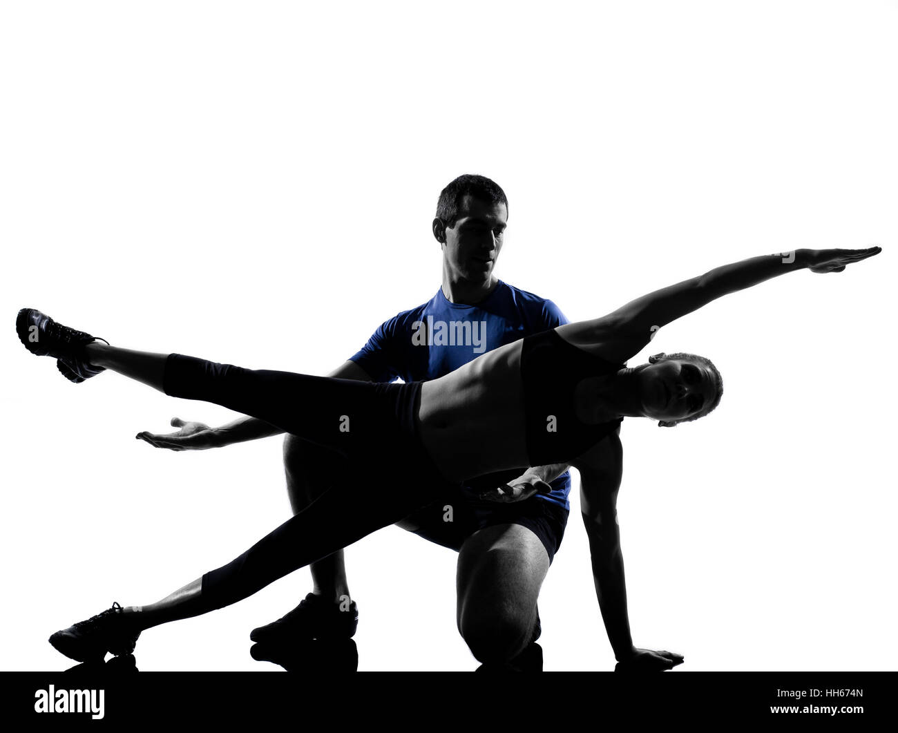 couple woman man exercising workout fitness aerobics posture in ...