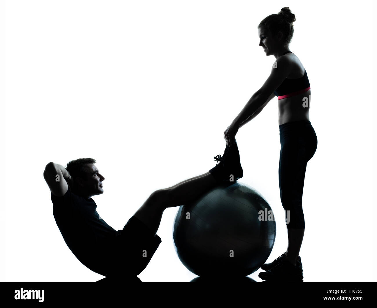 one couple man woman exercising workout aerobic fitness posture full ...