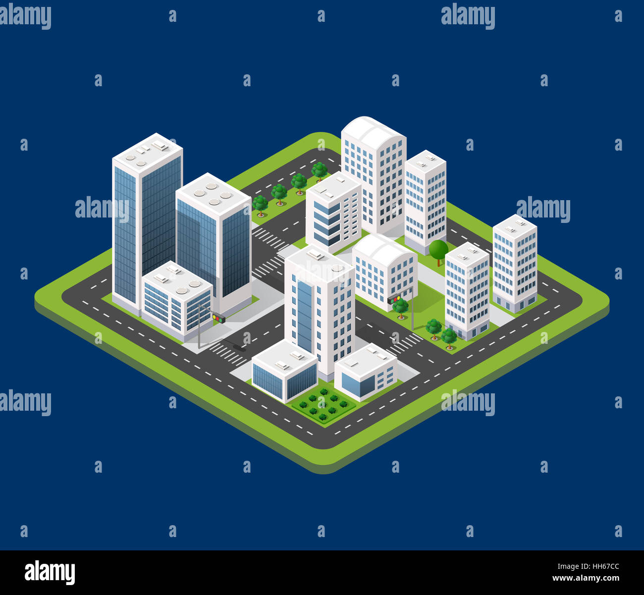 Flat 3d isometric urban city infographic concept. Township center map ...