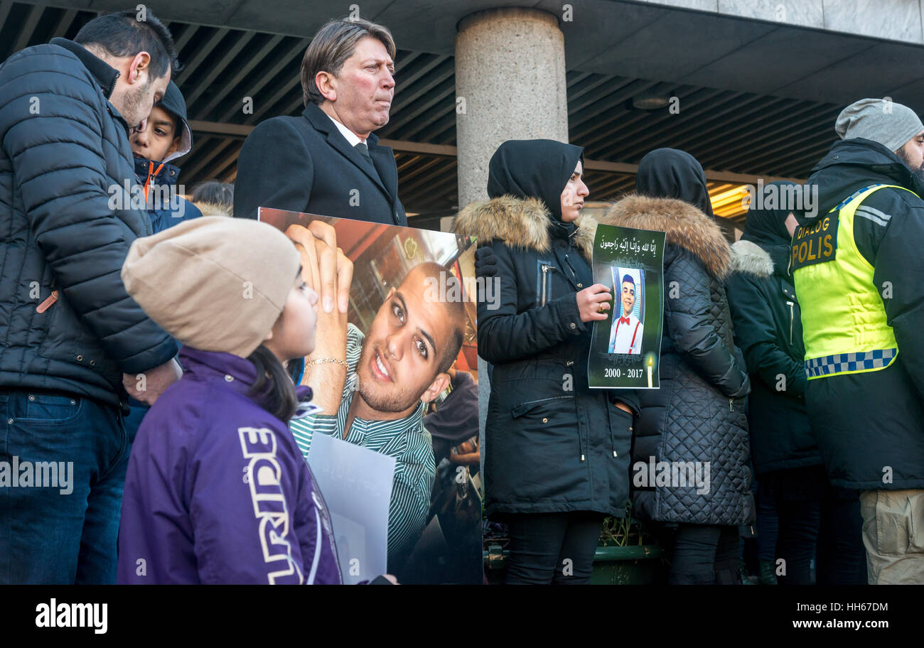 Malmo, Sweden. 16th Jan, 2017. The city shocked by the murder of a 16 ...