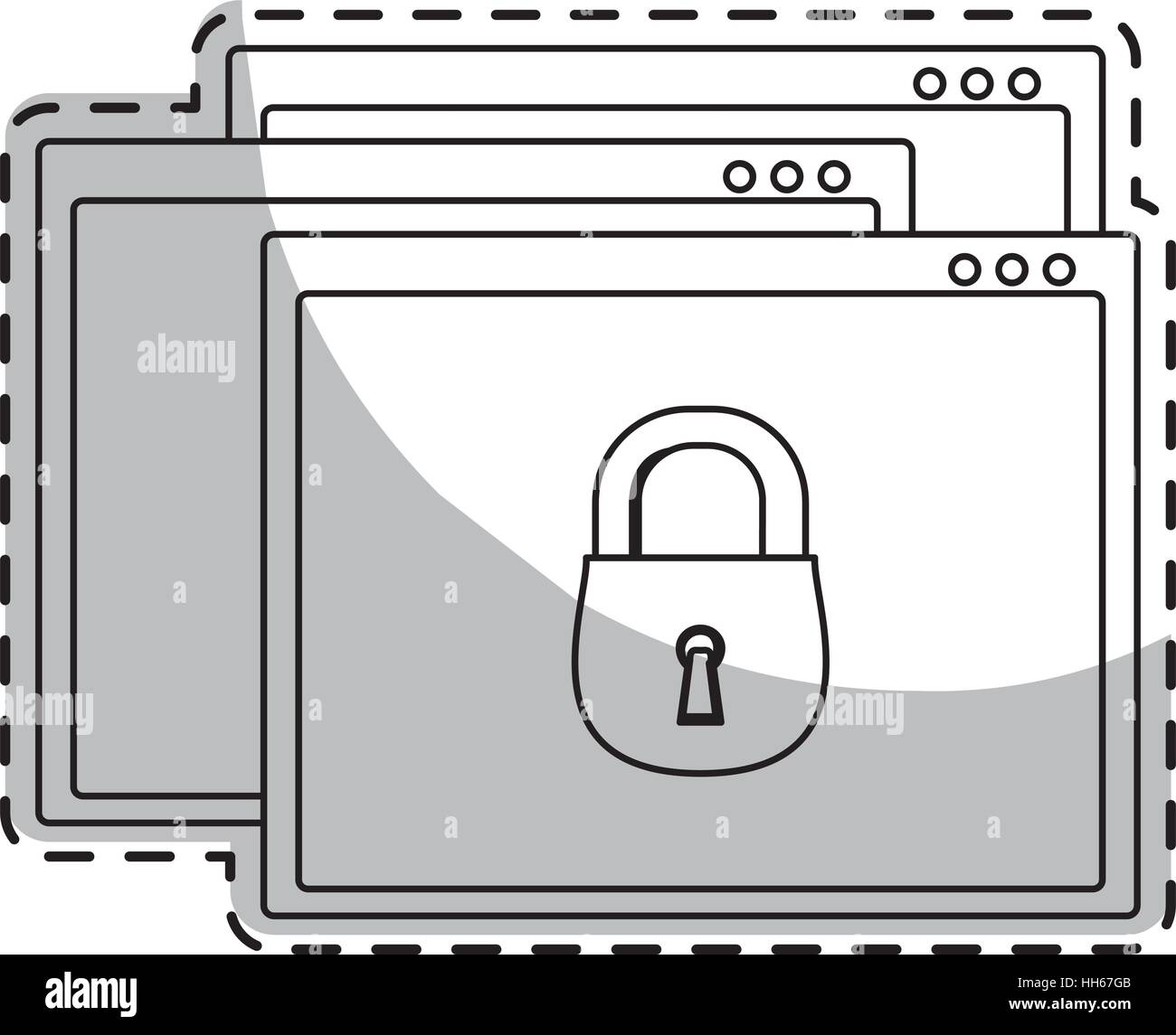 window frame with padlock icon over white background. vector ...