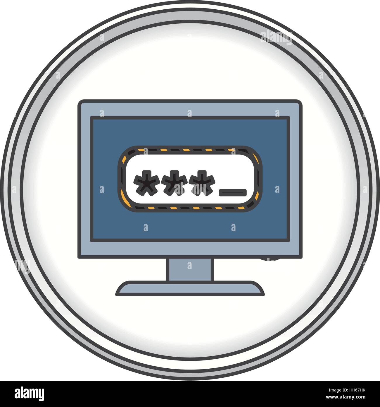 computer with login and password icon over white background. vector ...
