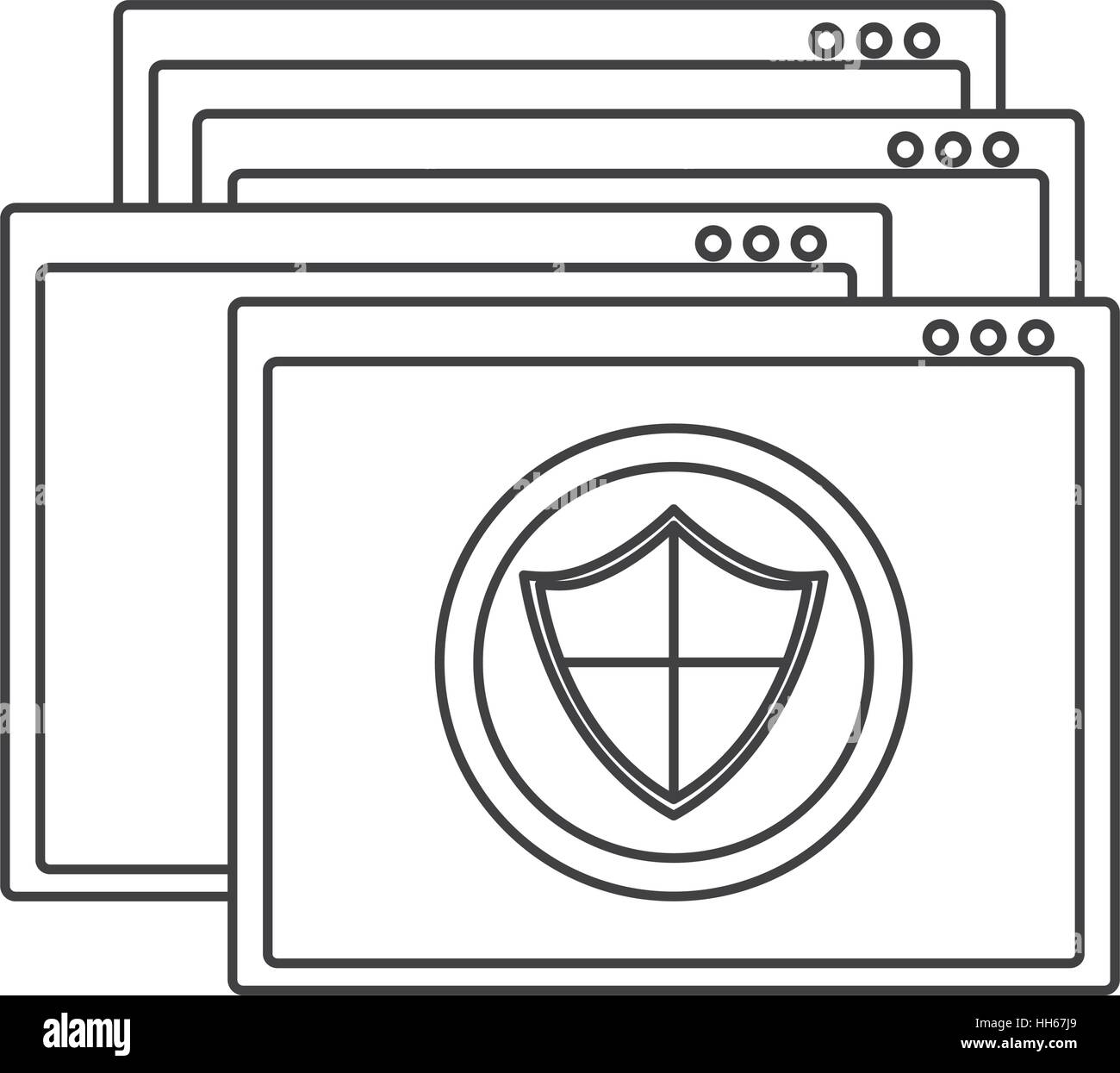 window frame with shield icon over white background. vector ...