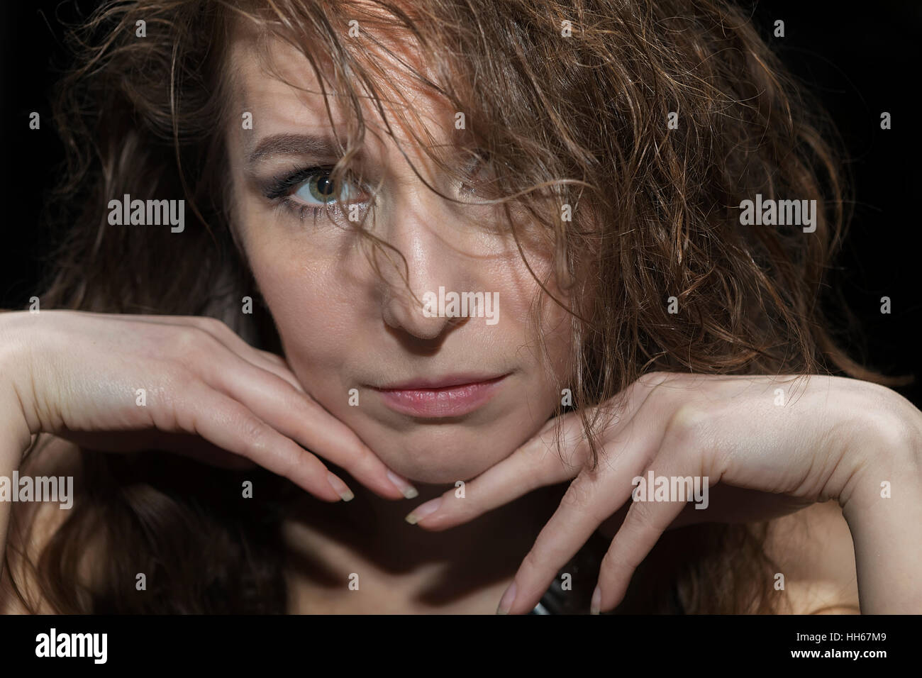 Tired woman after work Stock Photo - Alamy