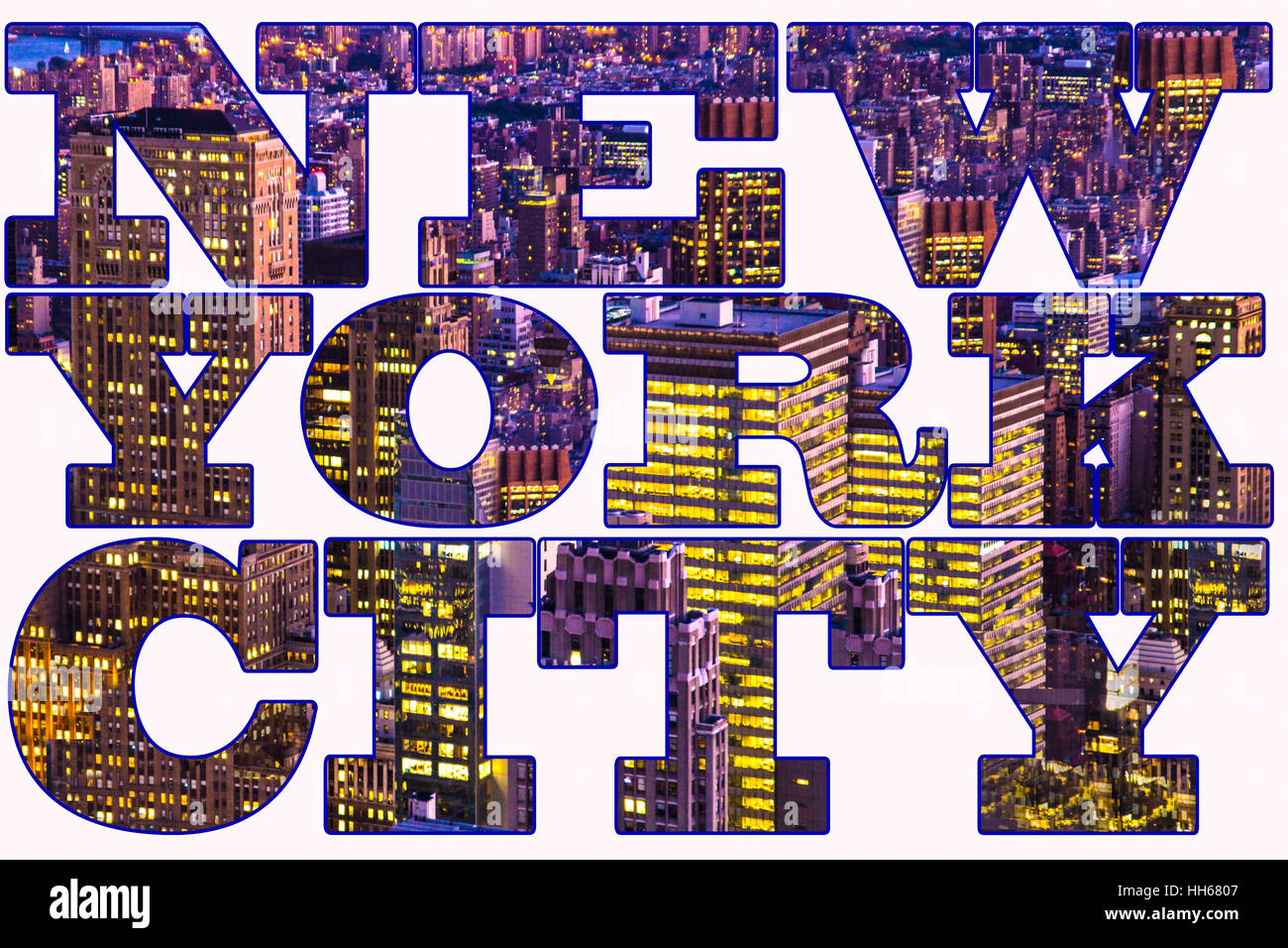 New York City graphic text design using Manhattan night cityscape of ...