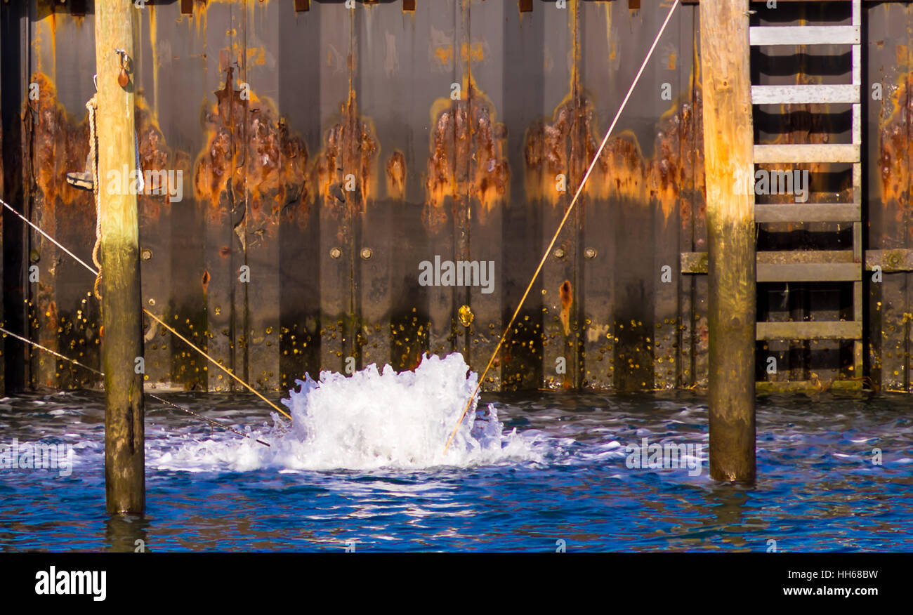 an image of a bubbler, de-icer, circulator, aerator at work in a marina ...