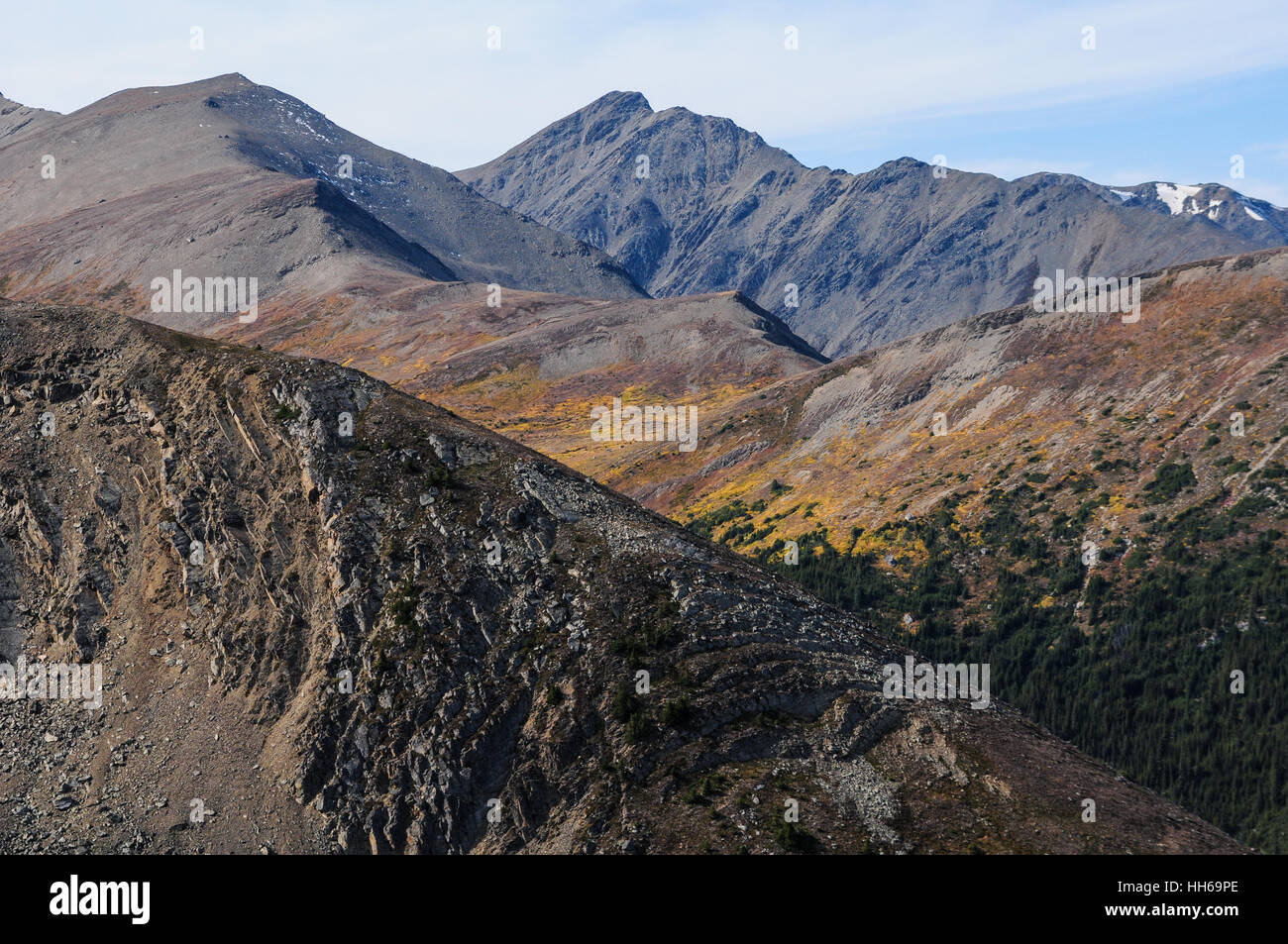An abstract view of the mountainous terrain seen from the Jasper ...