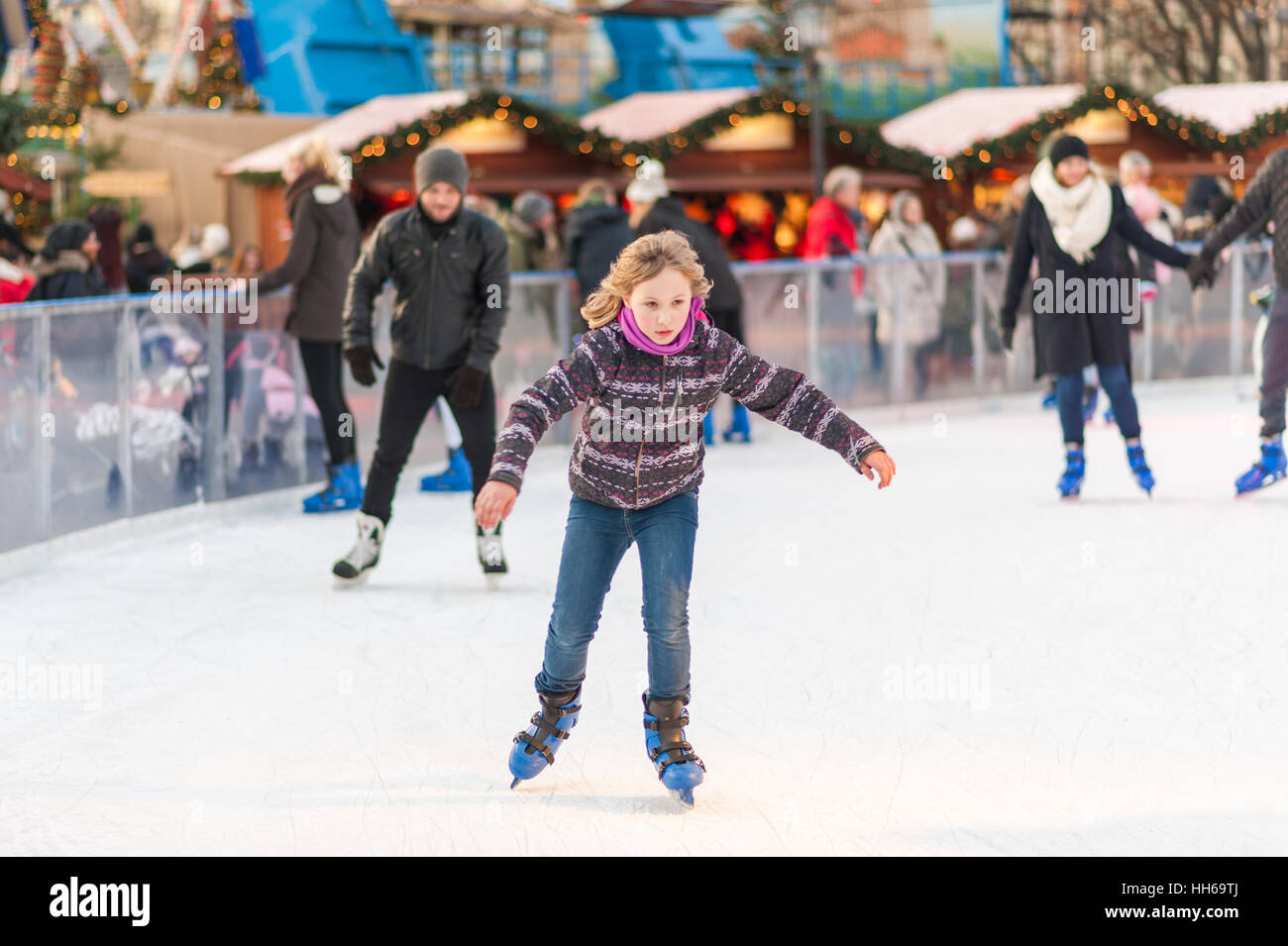 Berlin, Germany. December 16, 2016. Children learning how to skate on ...