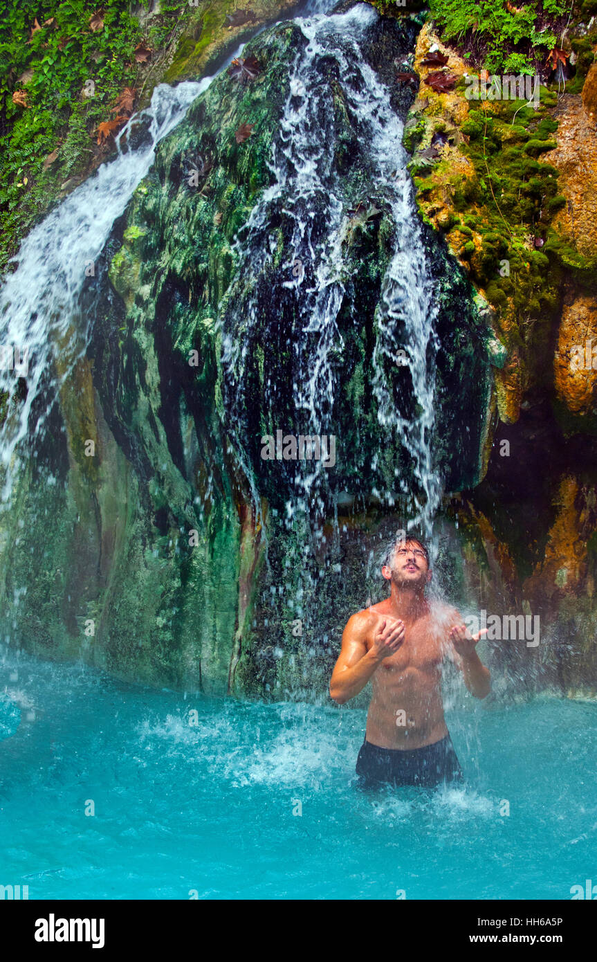 europe, greece, macedonia, kaimaktsalan, pozar, thermal springs Stock ...