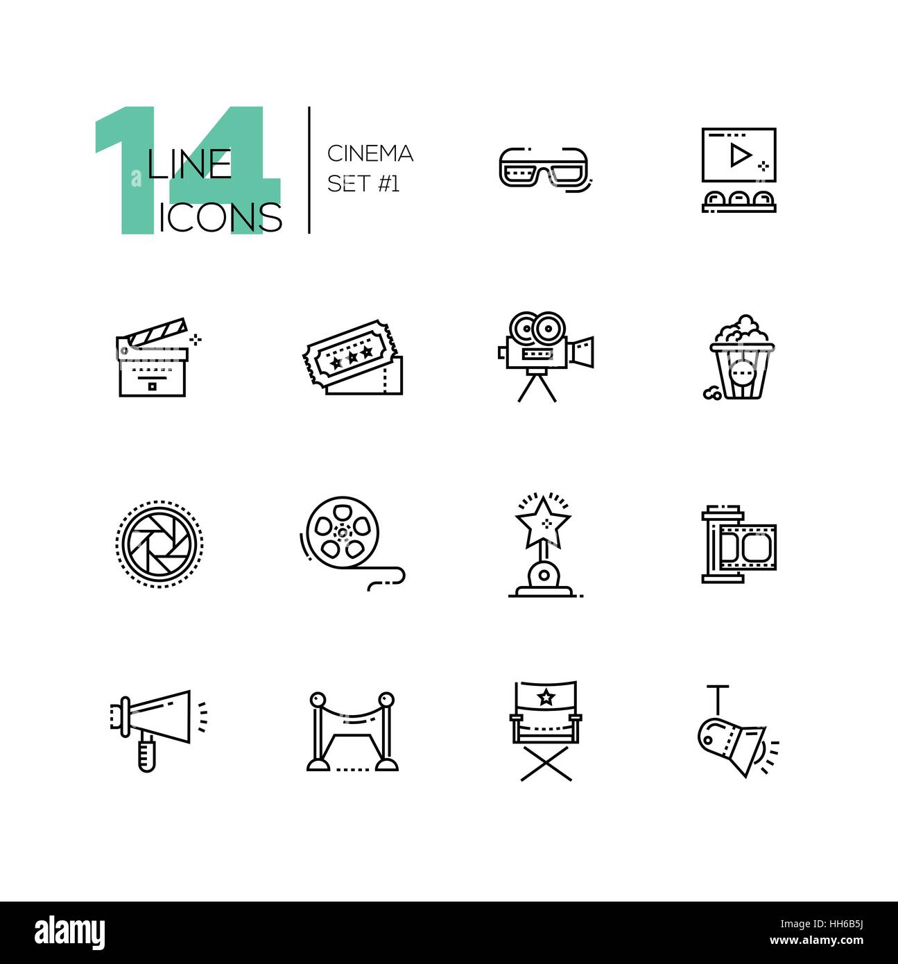 Cinema and movie line icons set Stock Vector Image & Art - Alamy