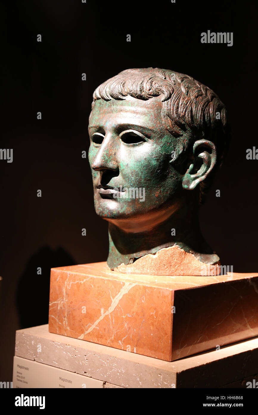 Tiberius (42 BC-37 BC). Roman emperor. Head. Bronze. Found in Tiermes ...