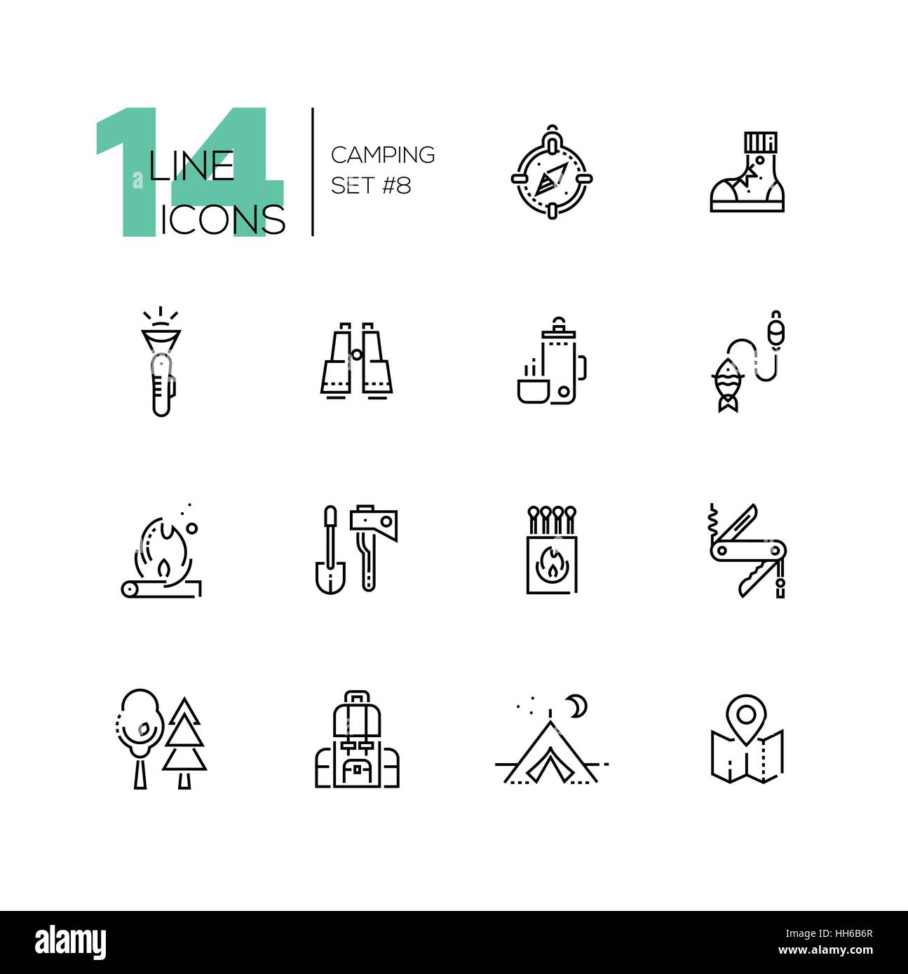 Camping graphics set hi-res stock photography and images - Alamy