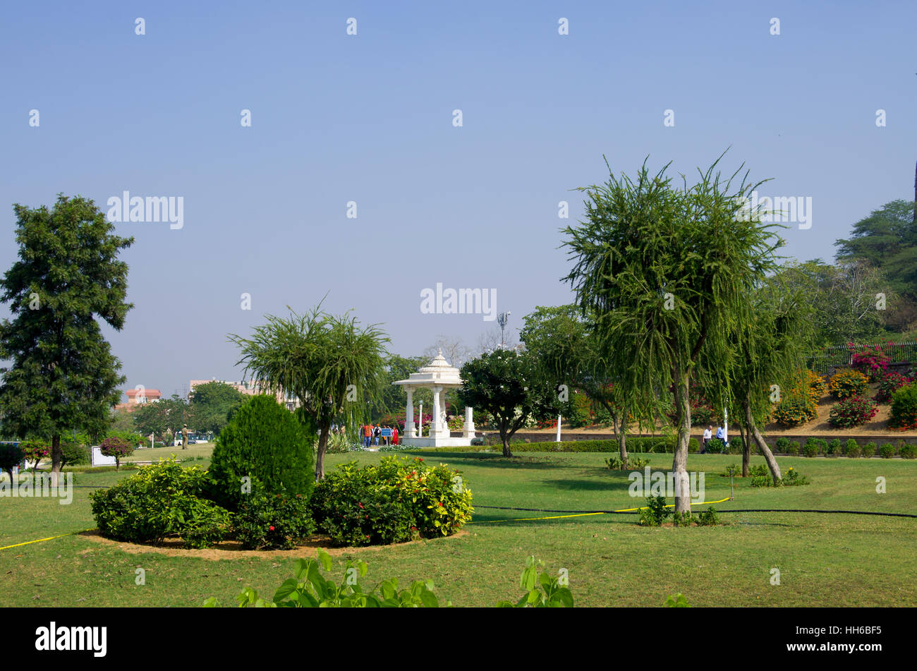beautiful garden near the temple to Jaipur in India Birla Mandir ...