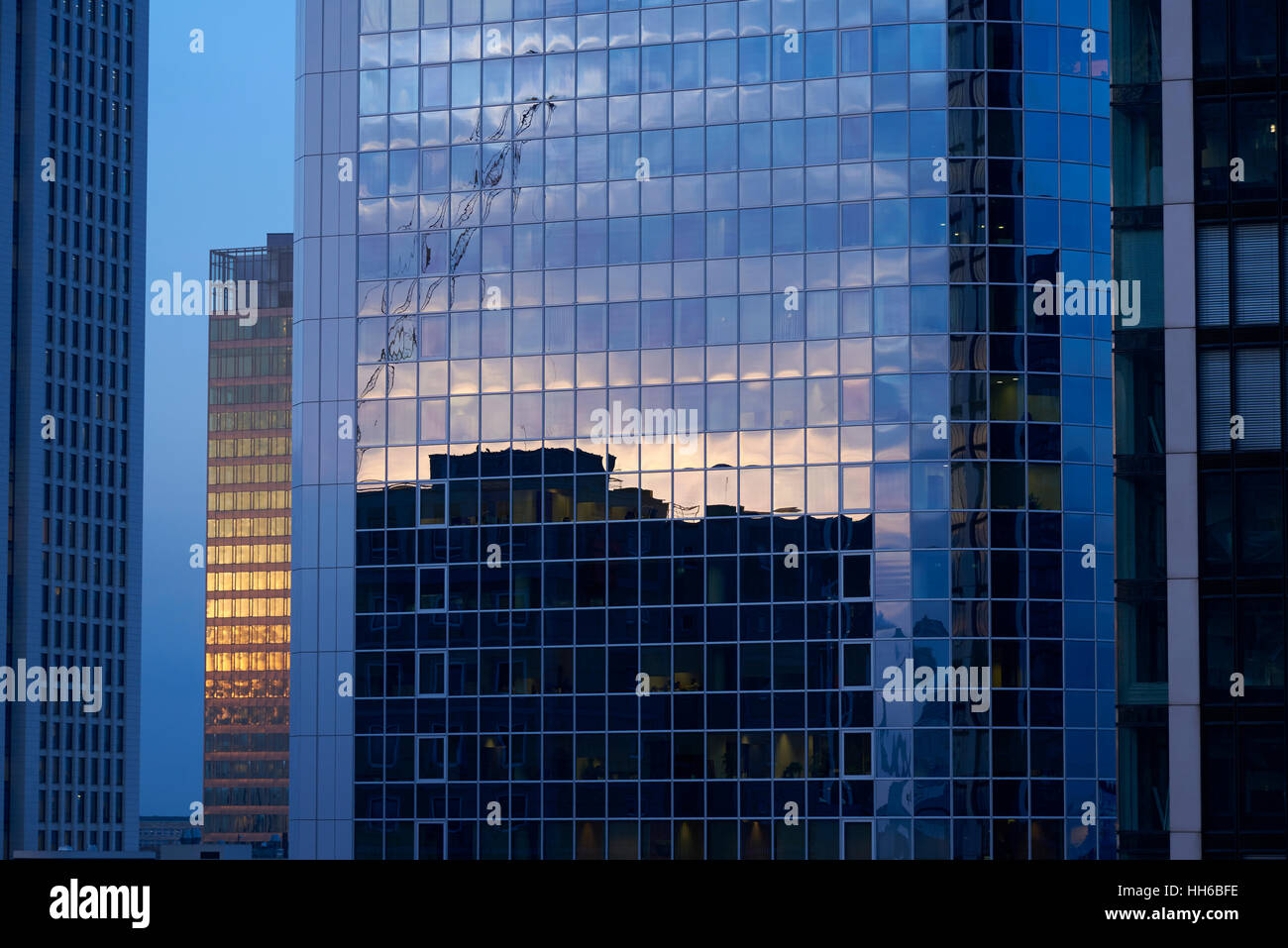 Reflecting glass facades of high-rise office building,Frankfurt am Main ...