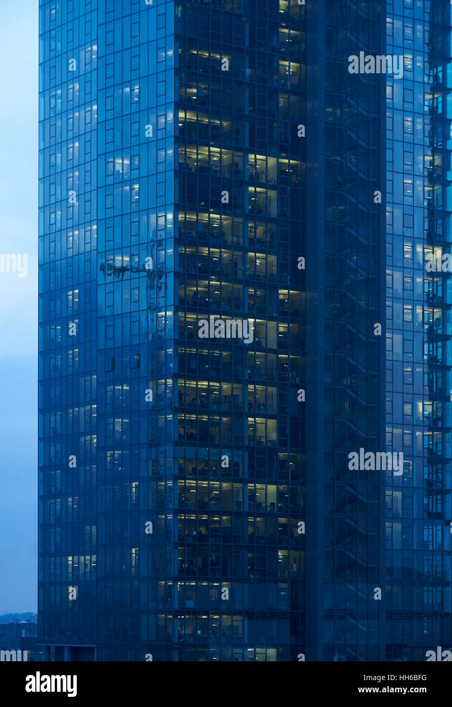 Illuminated high-rise office building,Frankfurt am Main Stock Photo - Alamy