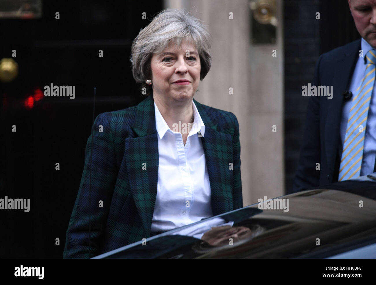 Prime Minister Theresa May Leaving Downing Street In London Ahead Of