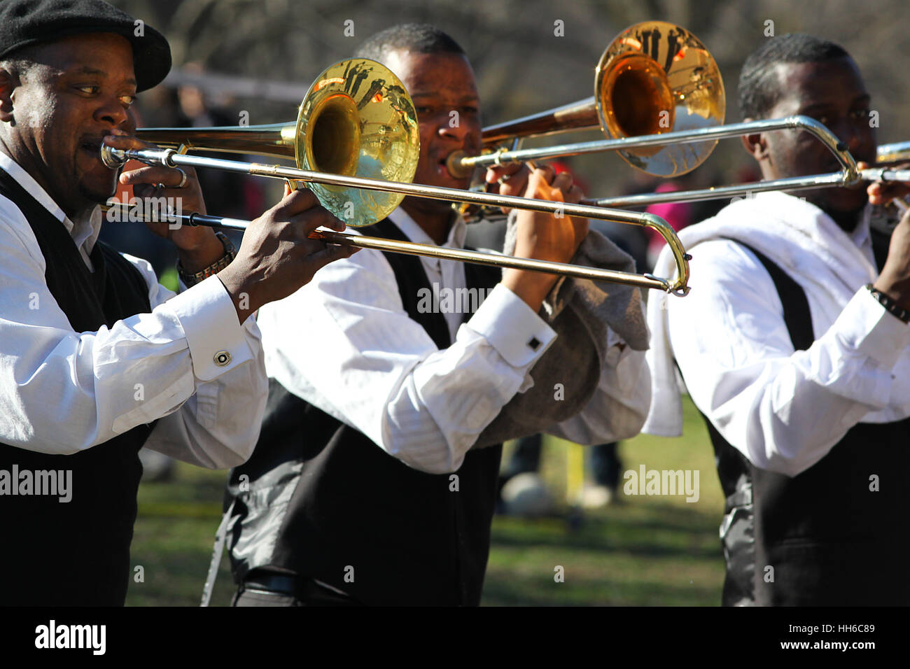 Jazz trumpets Central Park Stock Photo - Alamy