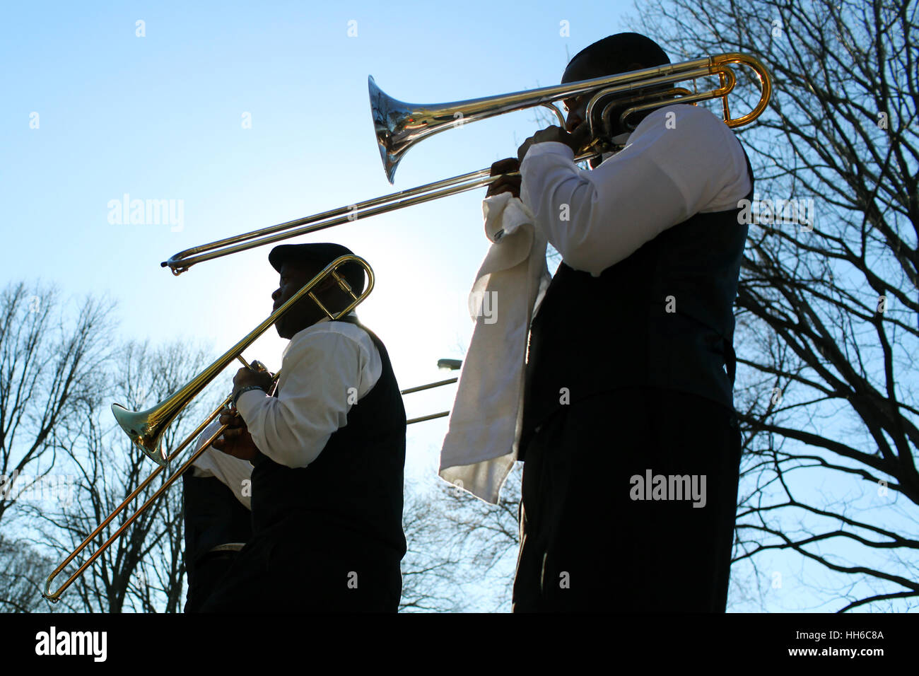 Jazz trumpets Central Park Stock Photo - Alamy
