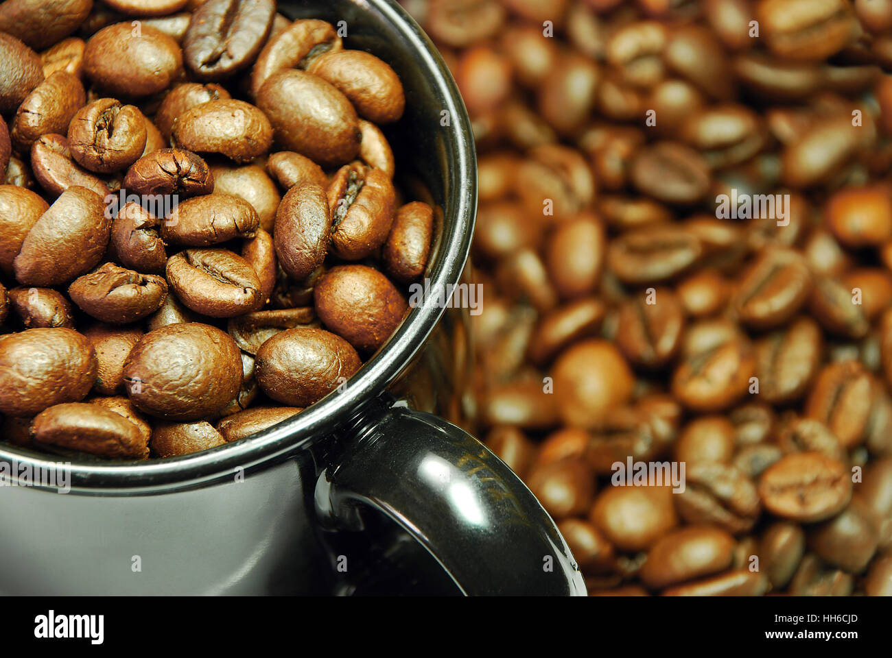 Cup black coffee roasted beans hi-res stock photography and images - Alamy