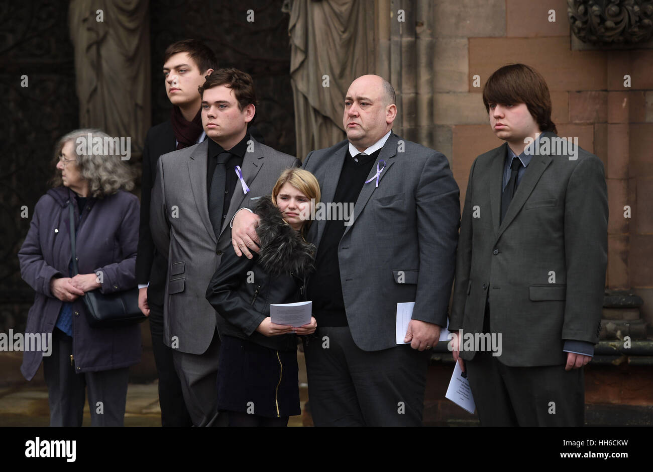 Jill Saward's husband Gavin Drake comforts niece Aleasha Lancaster as ...