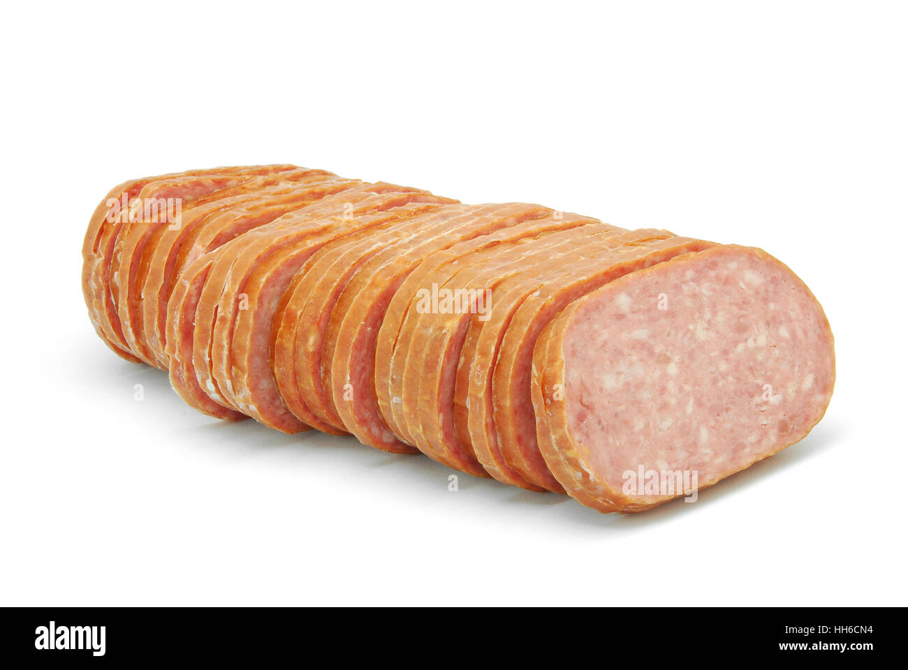 sliced salami isolated Stock Photo - Alamy