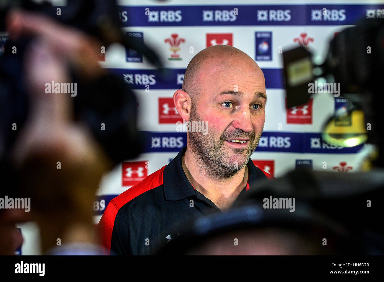 New Wales backs coach Alex King during the press conference at the Vale ...