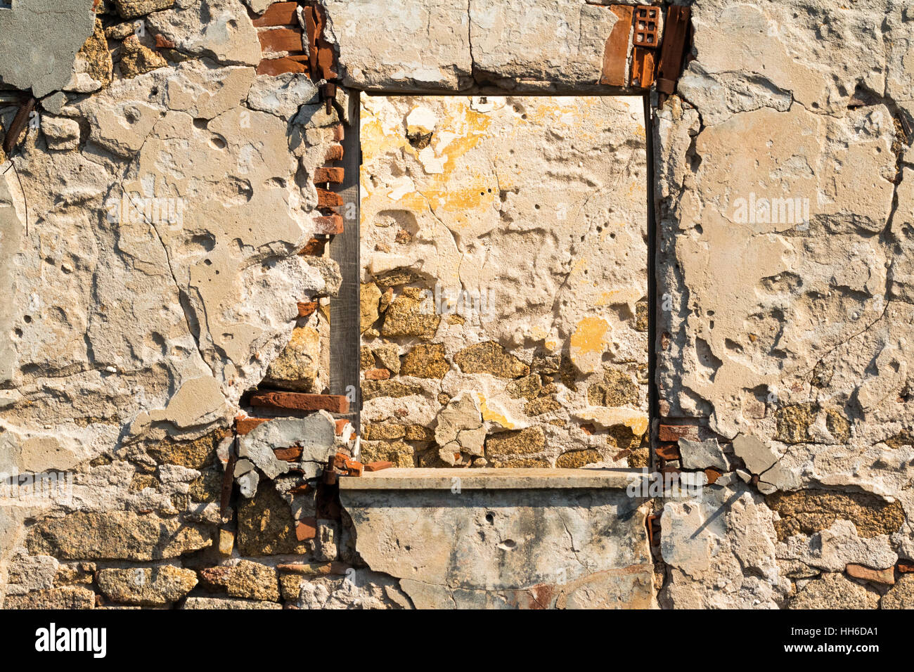 Window View: Interior and Exterior Walls of a Derelict WW2 Building on ...
