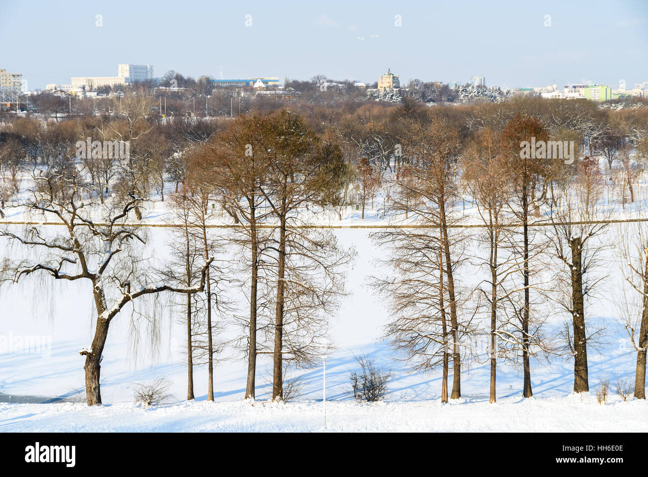 Bucharest City Skyline In Winter Stock Photo - Alamy