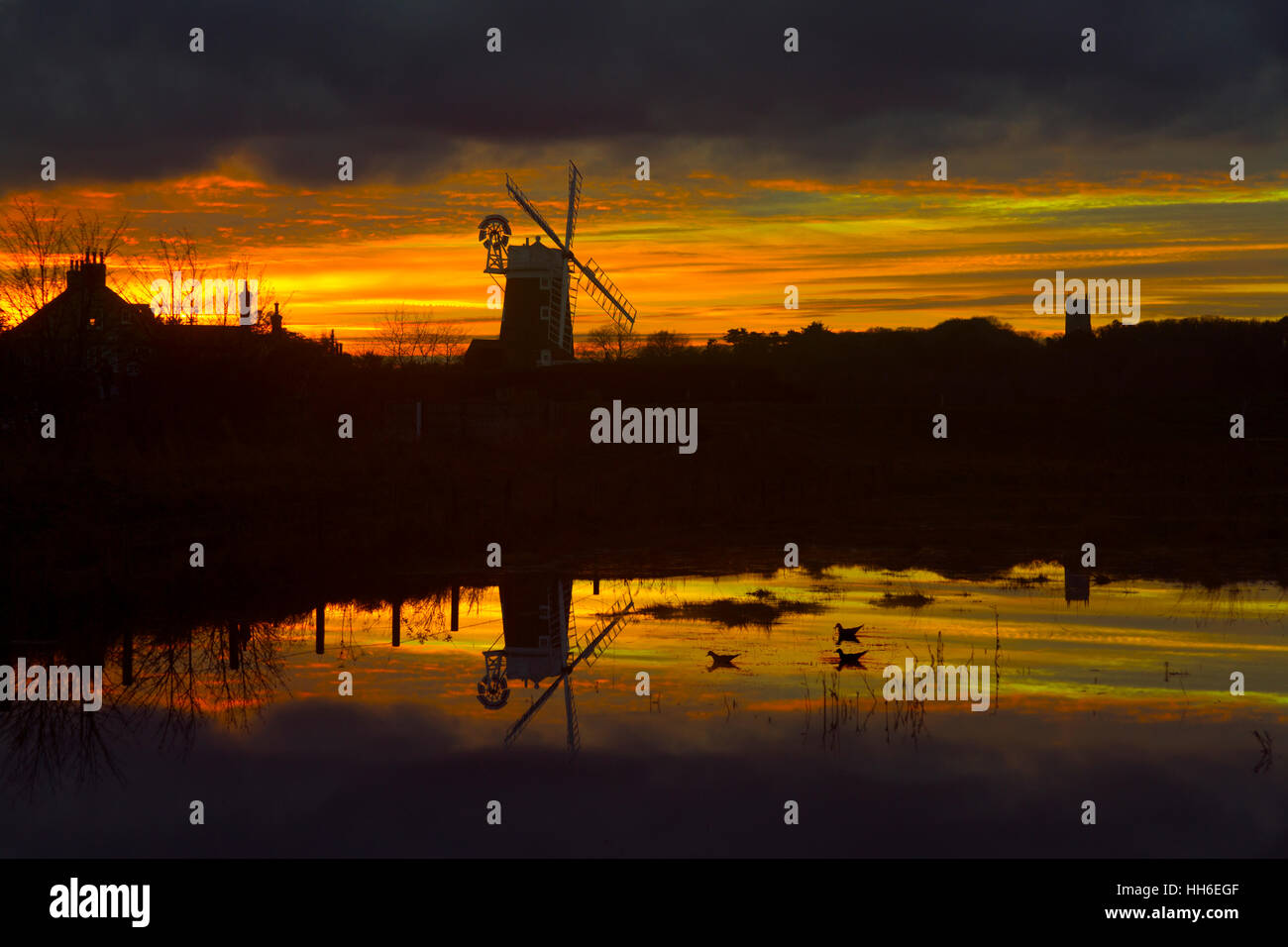Cley windmill and Cley Marshes Nature Reserve on the North Norfolk ...
