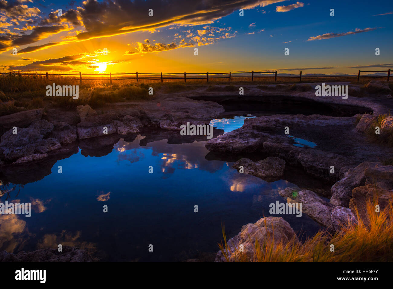 Meadow Hot Spring Utah Beautiful Sunset Sky reflection in the water ...