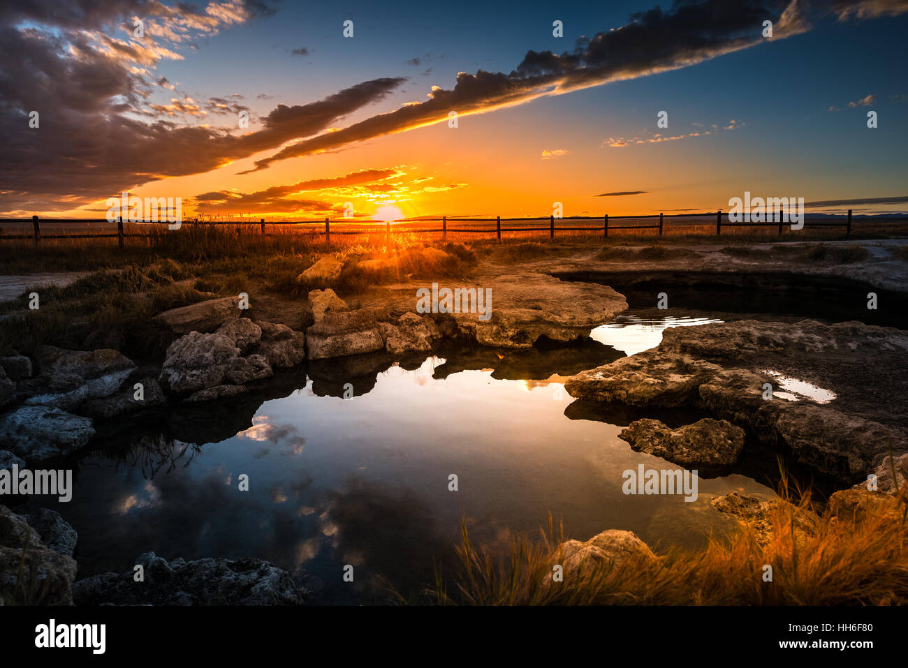 Meadow Hot Spring Utah Beautiful Sunset Sky reflection in the water ...