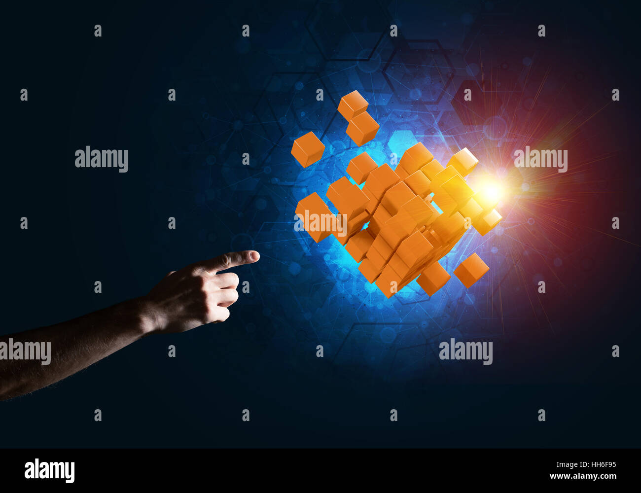 Idea of new technologies and integration presented by cube figure Stock ...