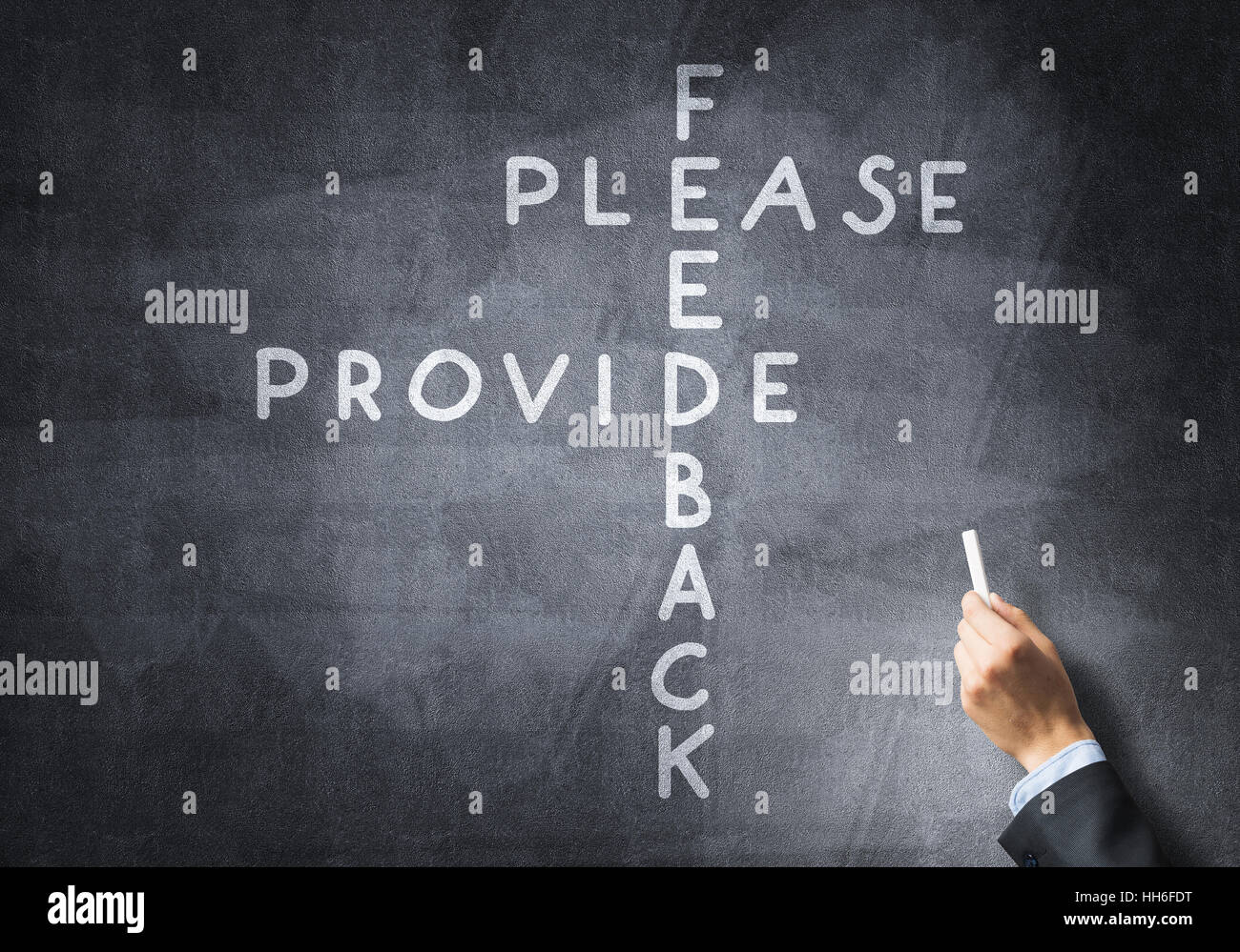 Seminar trainer draw on chalkboard Stock Photo - Alamy