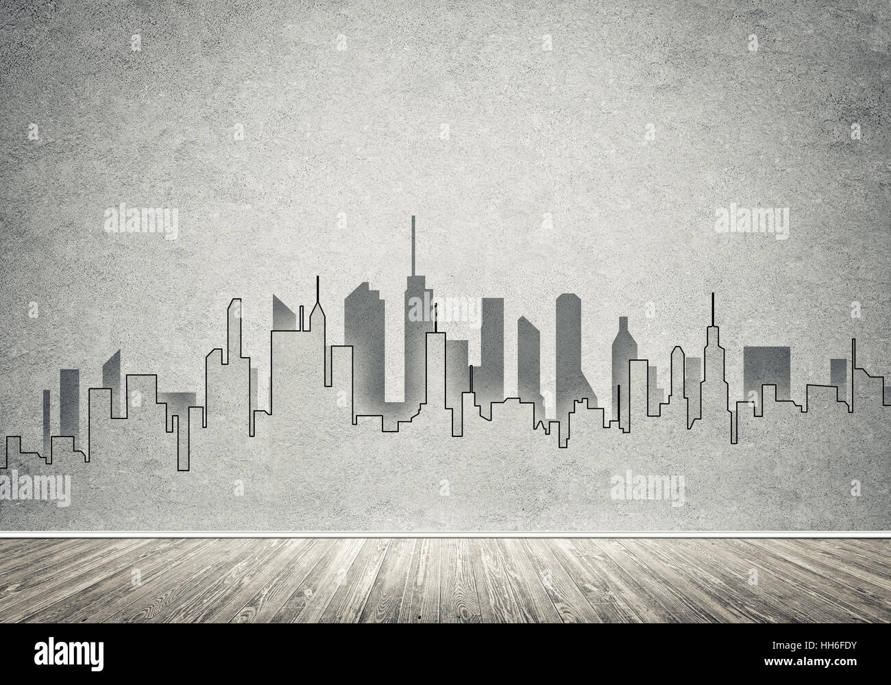City design on wall Stock Photo - Alamy