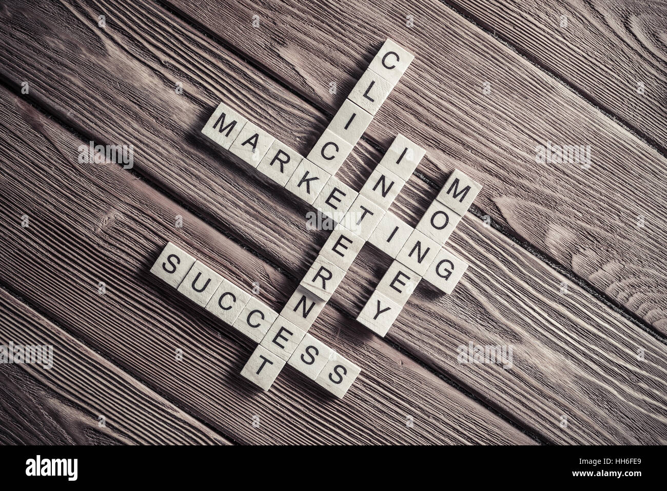Conceptual business keywords on table with elements of game maki Stock ...