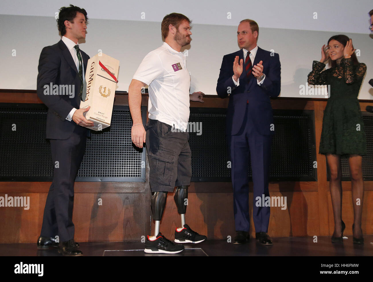 The Duke of Cambridge (2nd right) applauds as Max Worsley (left) and ...