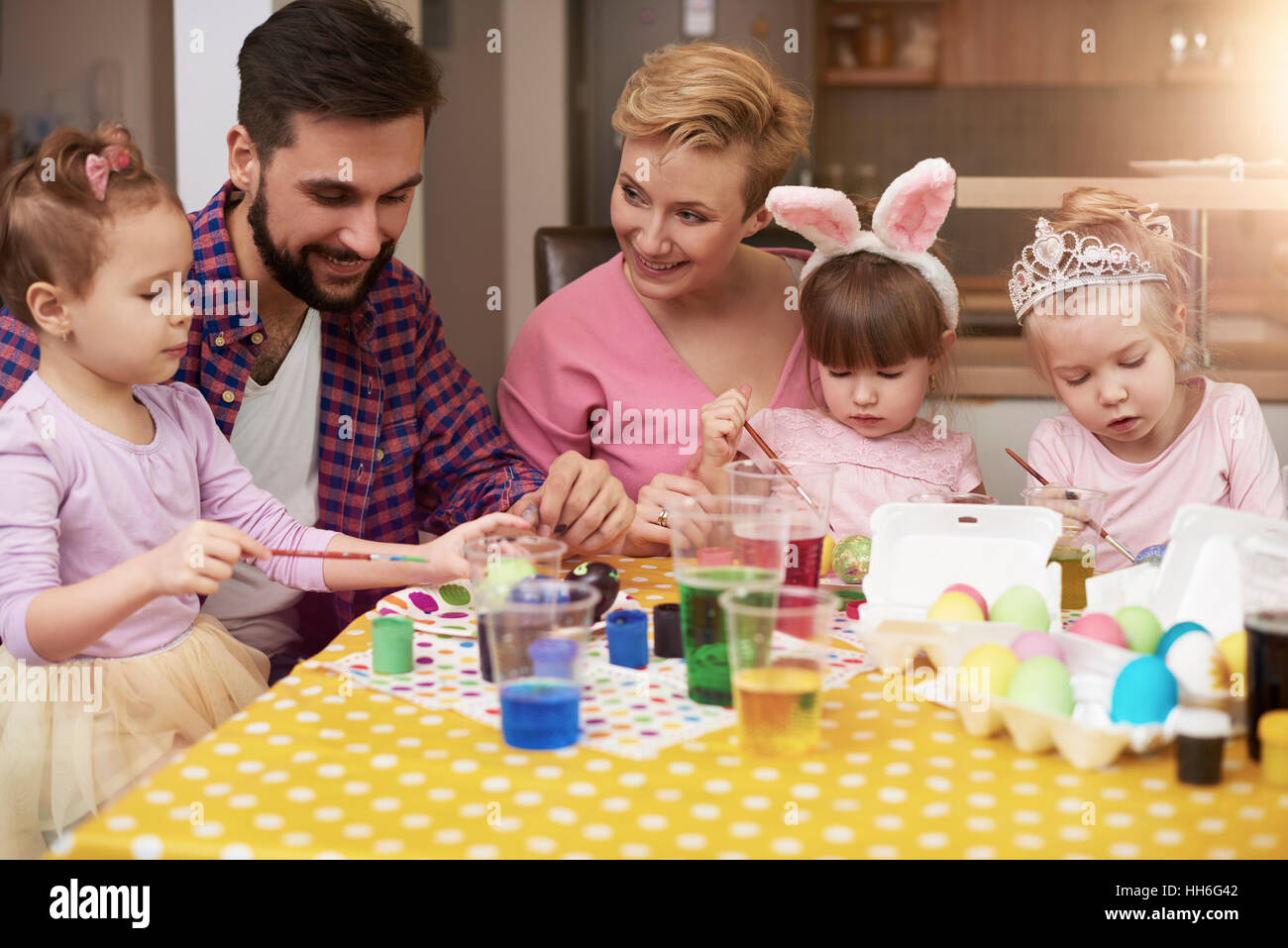 Table full of painting equipment Stock Photo - Alamy