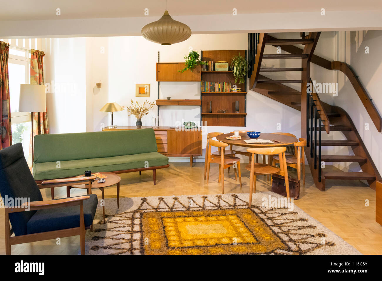 A 1965 living room in The Geffrye Museum, Shoreditch, London Borough of ...