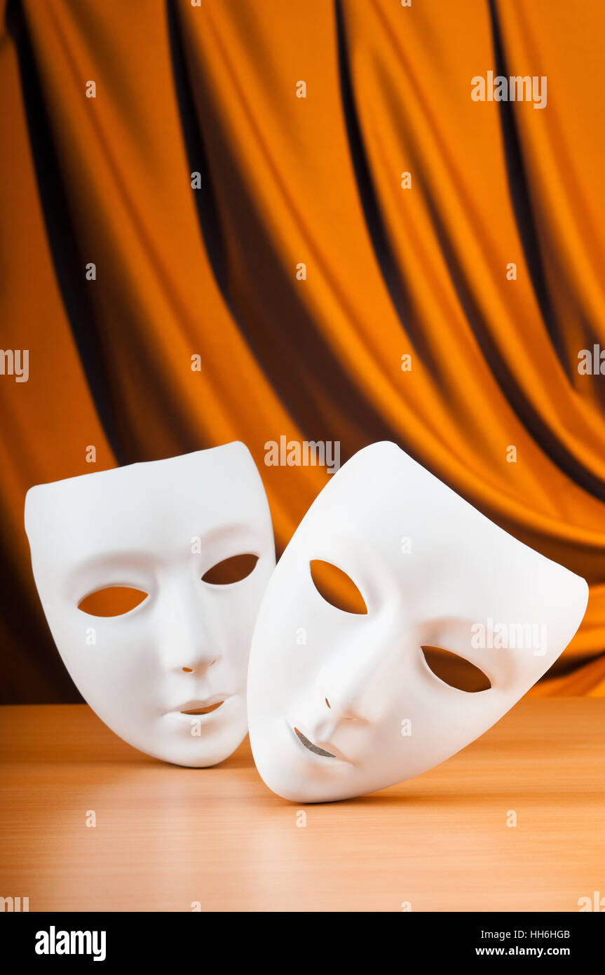 Masks with theatre concept Stock Photo - Alamy