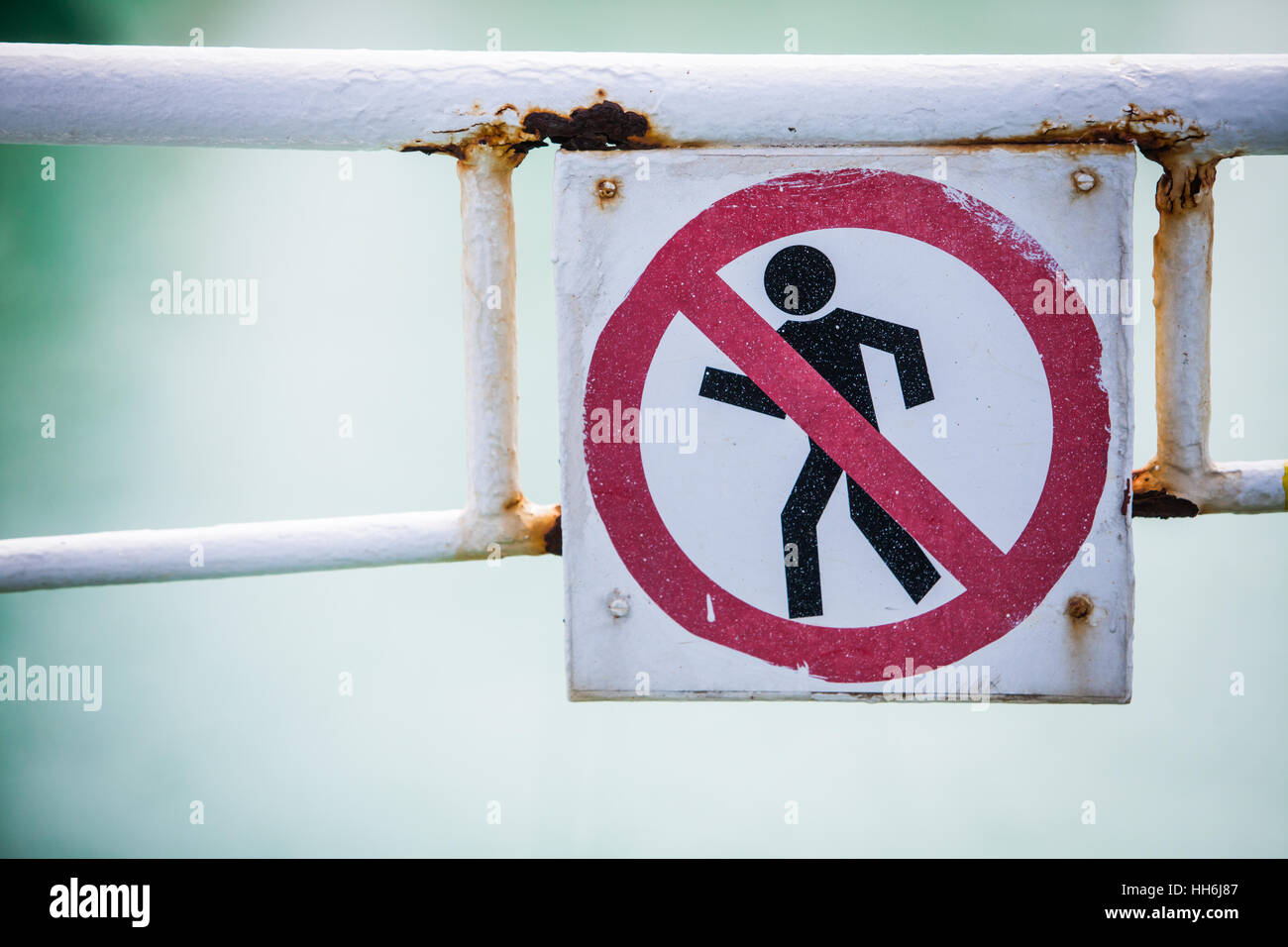 Color detail of a forbidden passage sign Stock Photo - Alamy