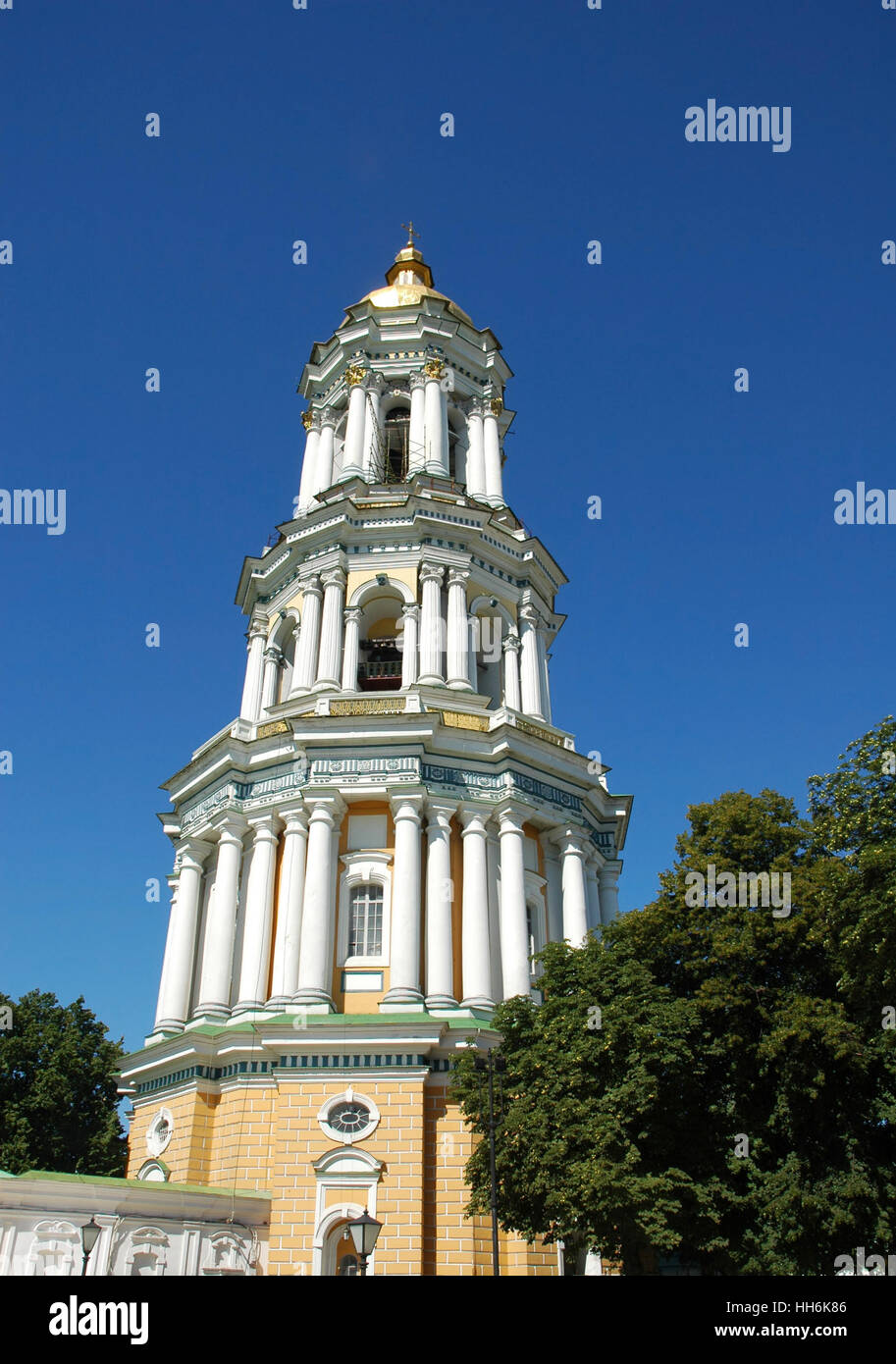 Tall church tower with columns Stock Photo - Alamy