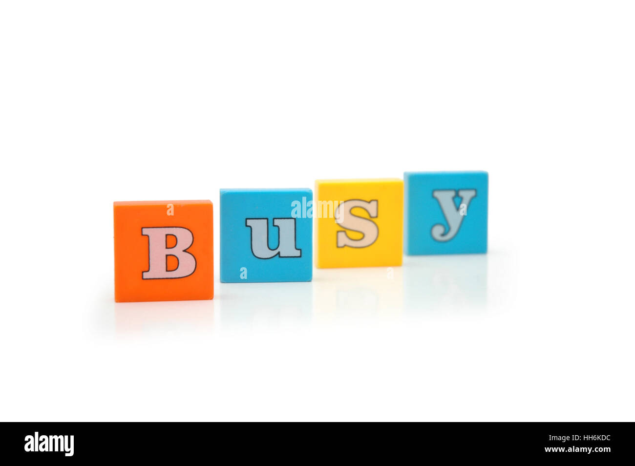 Word "busy" isolated on white Stock Photo - Alamy