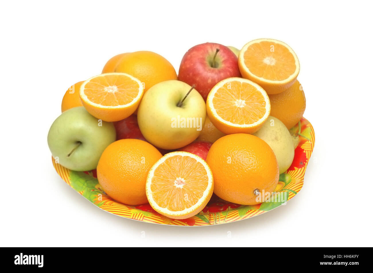Various fruits in the tray isolated on white Stock Photo - Alamy
