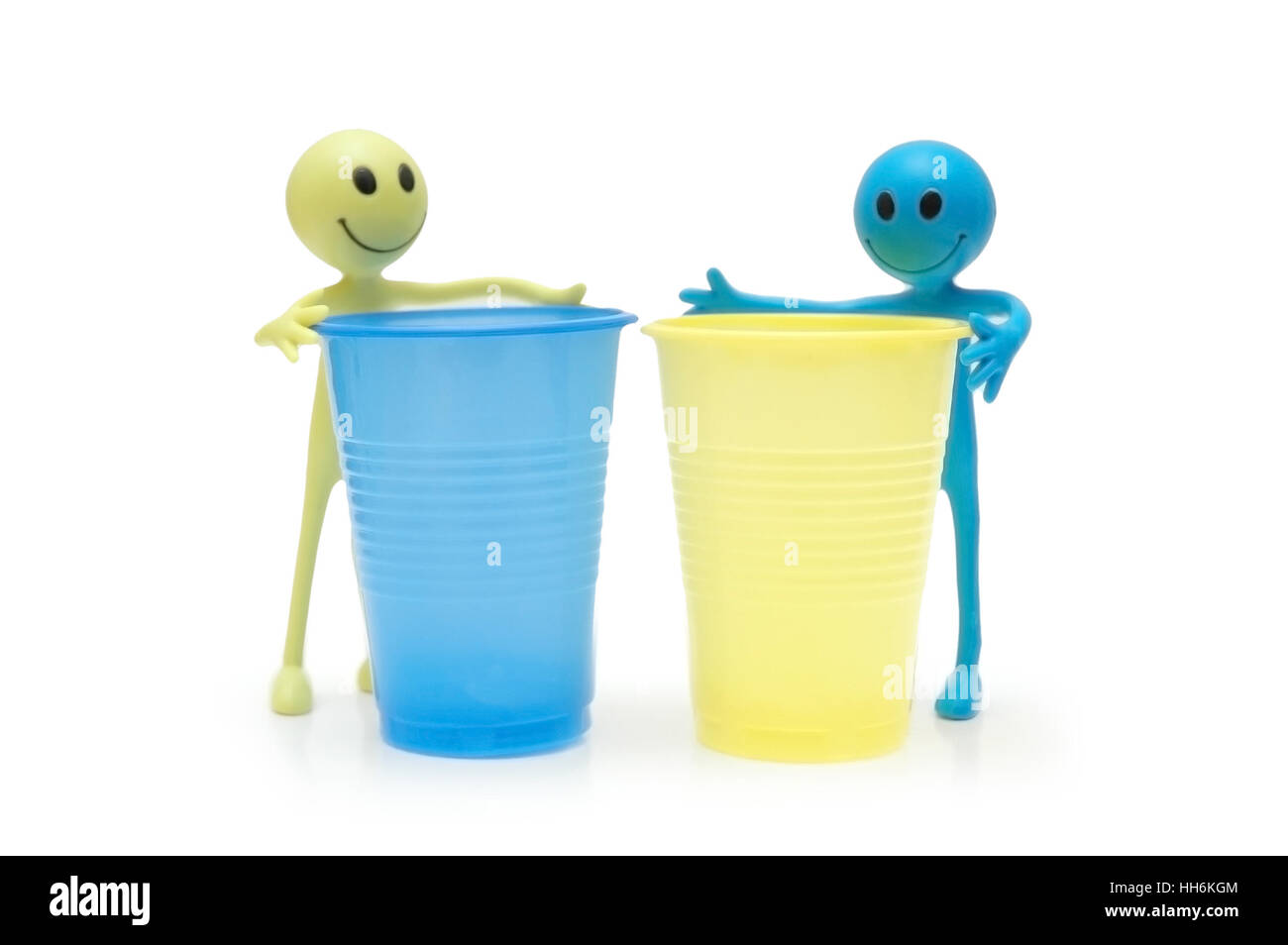 Two figures of Smileys and two plastic cups Stock Photo - Alamy