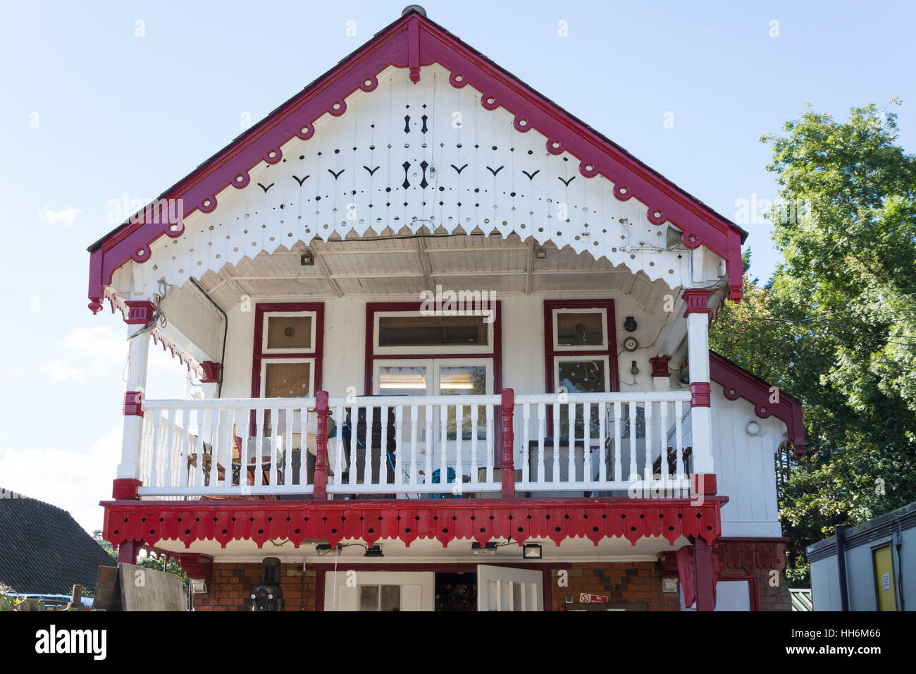 The Runnymede Boathouse by River Thames, Runnymede, Surrey, England ...