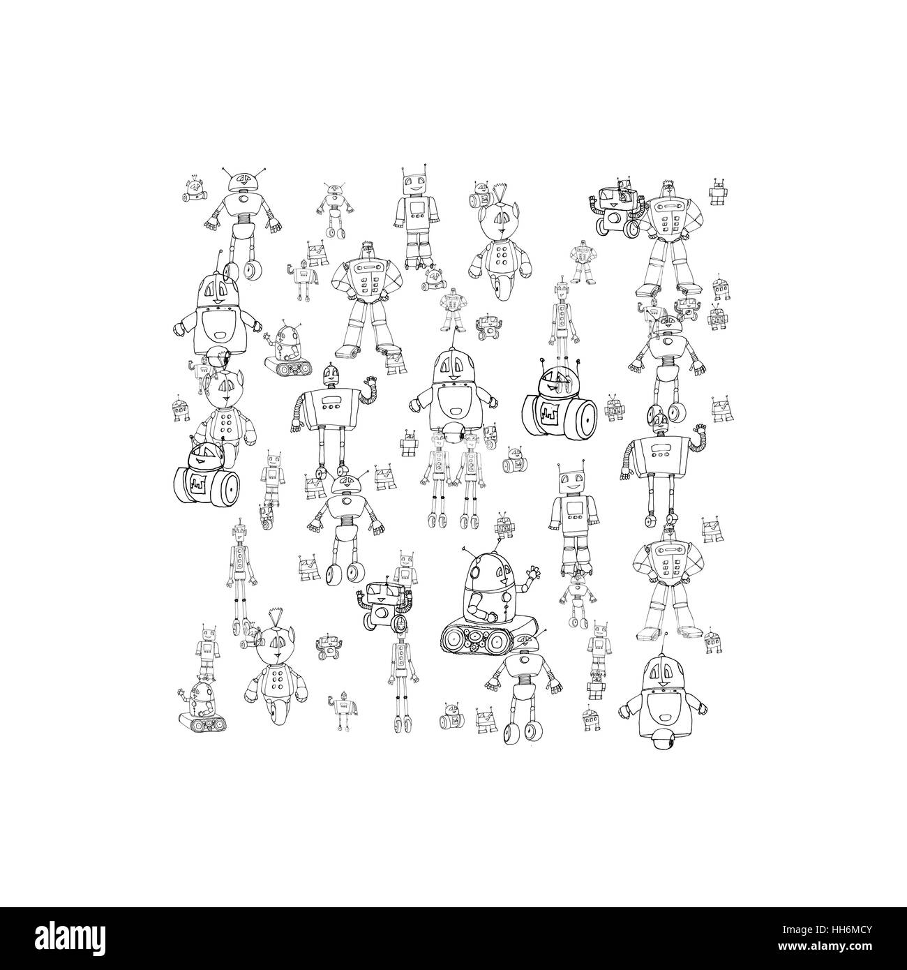 Fantasy robot icon outline Stock Vector Images - Alamy