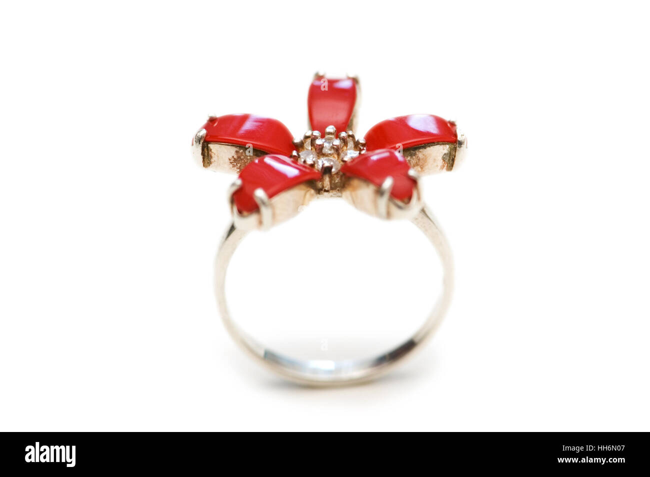 Ring red stones isolated Cut Out Stock Images & Pictures - Alamy