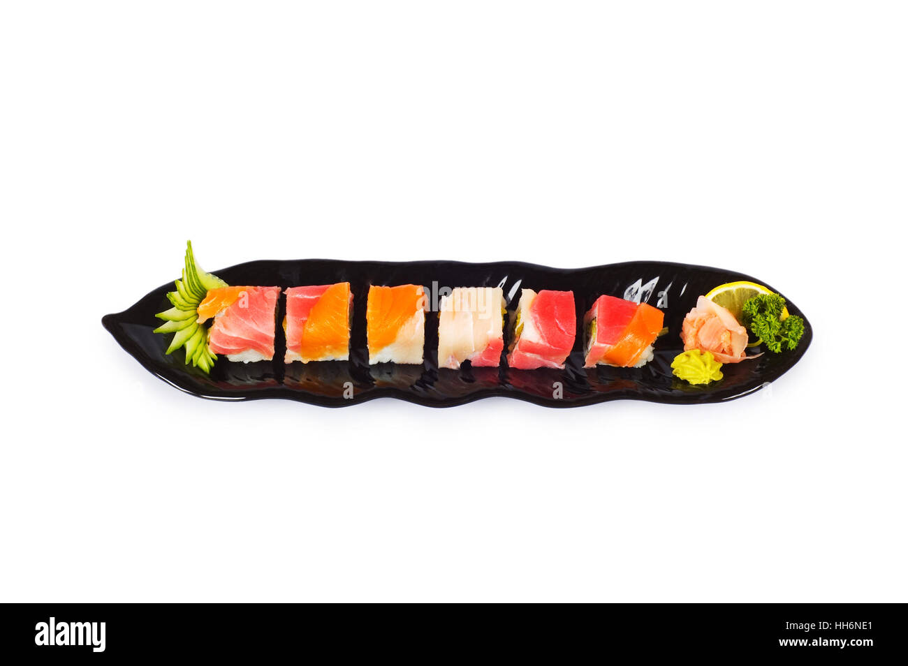 Sushi plate isolated on the white background Stock Photo - Alamy
